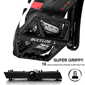 BUCKLOS MTB 170mm Square Taper Crankset, 104 BCD Mountain Bike Narrow Wide Tooth Chainring 32T, Single Speed Round Black Chainring and Crank，MTB Road Bike Black Lightweight Pedals