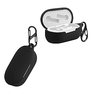 kwmobile Silicone Cover Compatible with OnePlus Buds Z2 - Case Cover Stick-On Skin with Clip - Black