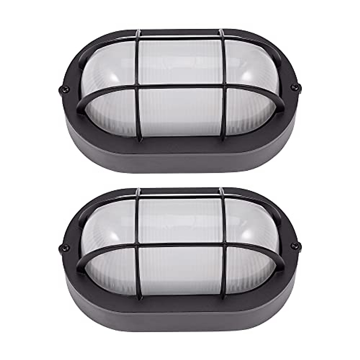 Gruenlich LED Bulkhead Light Worked as Wall Lantern Wall Sconce or Flush Mount Ceiling Light, 6W Replace 60W, 520 Lumen, Dimmable 5000K Daylight White, Water-Proof for Outdoor, 2-Pack