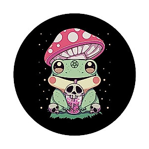 Pastel Goth Kawaii Frog Boba Tea and Mushroom Frog PopSockets Swappable PopGrip