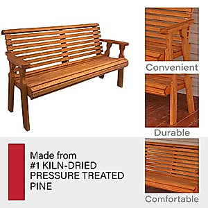 Amish Heavy Duty 800 Lb Roll Back Pressure Treated Garden Bench (4 Foot, Cedar Stain)
