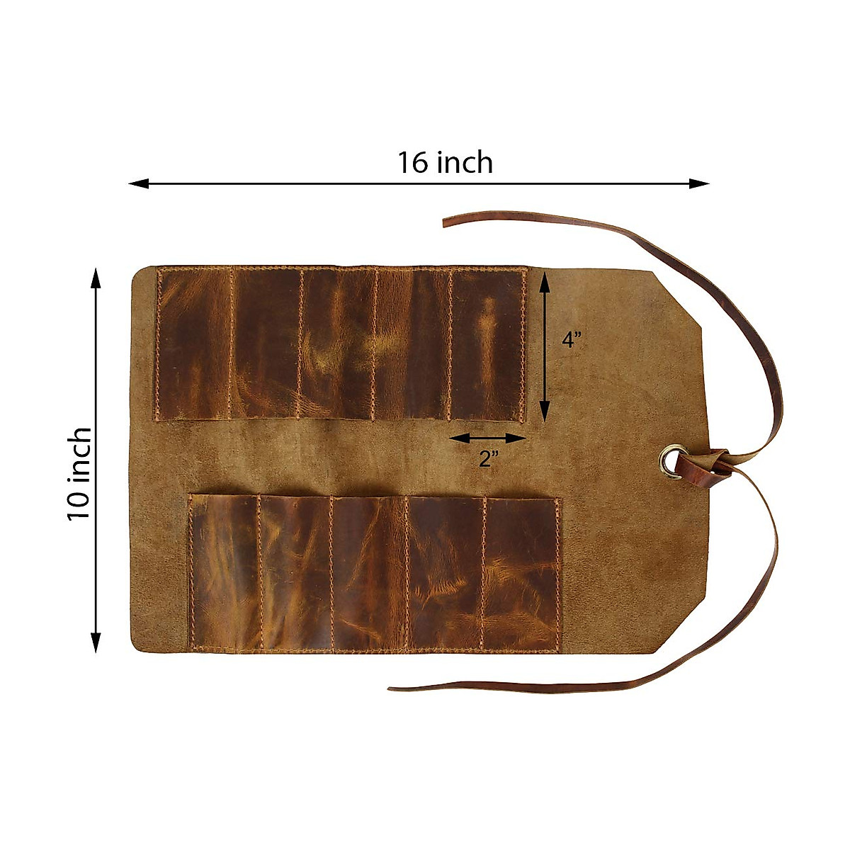 RUSTIC TOWN Leather Knife Roll Storage Bag With Tool Roll Up Pouch Travel-Friendly Chef Knife Case Roll