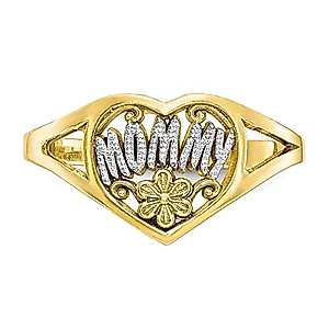 IceCarats 10K Yellow Gold Mommy Heart Love Ring Size 7