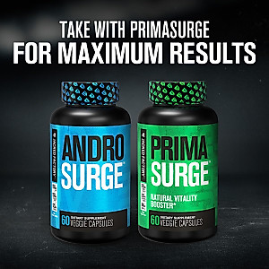 Androsurge Estrogen Blocker for Men - Natural Muscle Builder for Men with DIM, Long Jack, & Grape Seed Extract for Increased Vitality & Performance - 60 Veggie Pills