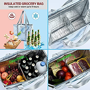 Ladbodun Insulated Grocery Bags With Zippered Top, Reusable Shopping Tote Cooler Bag Large Stand Up Food Carrier Delivery For Groceries Thermal Hot Or Cold Frozen Foods For Camping Travel xl 2Pack