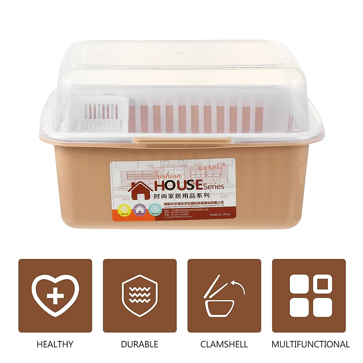 Hemoton Kitchen Drain Rack Dish Drying Rack Dish Drainer Bowl Drying Rack Chopsticks Holder Dishes Organizer Tableware Holder with Lid Cover for Restaurant Kitchen Home