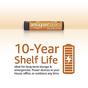 Amazon Basics 36 Count (Pack of 1) AAA High-Performance Alkaline Batteries, 10-Year Shelf Life, Easy to Open Value Pack