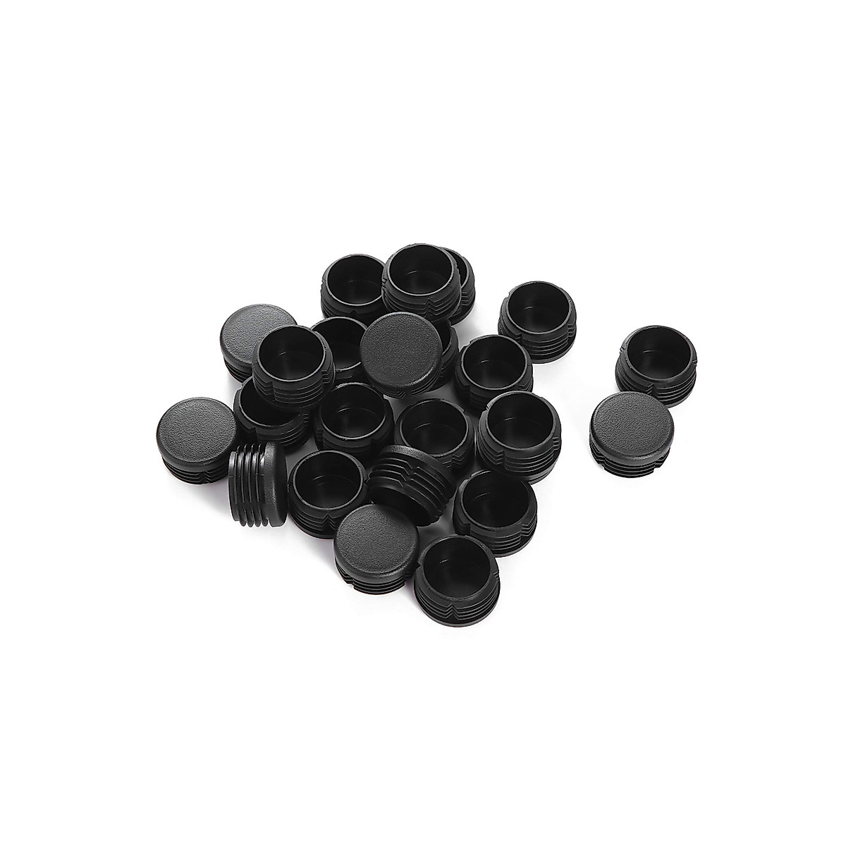 Plastic Plugs Furnigear Tubing End Caps Chair End Caps 1” Outside Bottom Round Tubing Caps Round Furniture Sliders Glides Black (40pack)