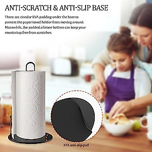 Black Paper Towel Holder Countertop,Kitchen Paper Towel Stand Holder for Standard and Large Size Rolls