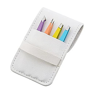 Professional Stainless Steel Tweezers Set-Precision Tweezers Set for Ingrown Hair Remove and Lash Extension, Plucking Tweezers with Leather Case for Ladies Gifts (4-Piece)