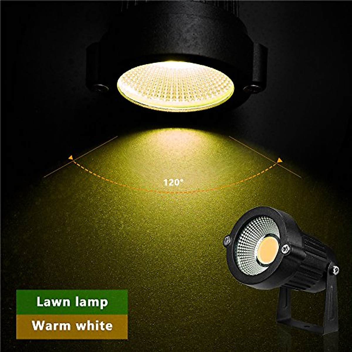 Z Outdoor Landscape LED Lighting 5W Waterproof Graden Lights COB Led Spotlights with Spiked Stand for Lawn Decorative Lamp US 3- Plug 3500K Warm White Lights (2 Packs)