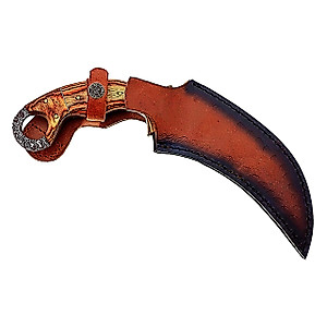 Damascus Steel Hunting Knife - Fixed Blade Knives with Sheath - Firm Grip Handle