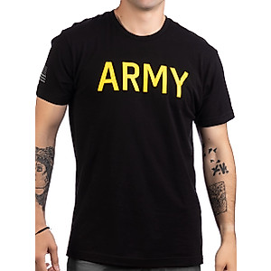 Ann Arbor T-shirt Co. Army PT Style Shirt | U.S. Military Physical Training Infantry Workout (BlackCot,S)
