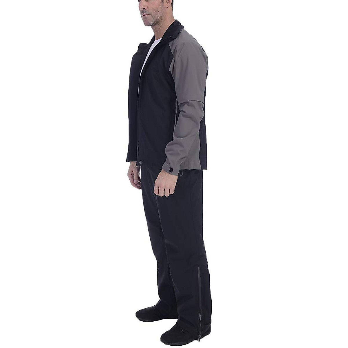 Fit Spaace Waterproof Golf Rain Suits for Men Performance Rain Jackets and Pants for All Sports (Gray Full-zip, Medium)
