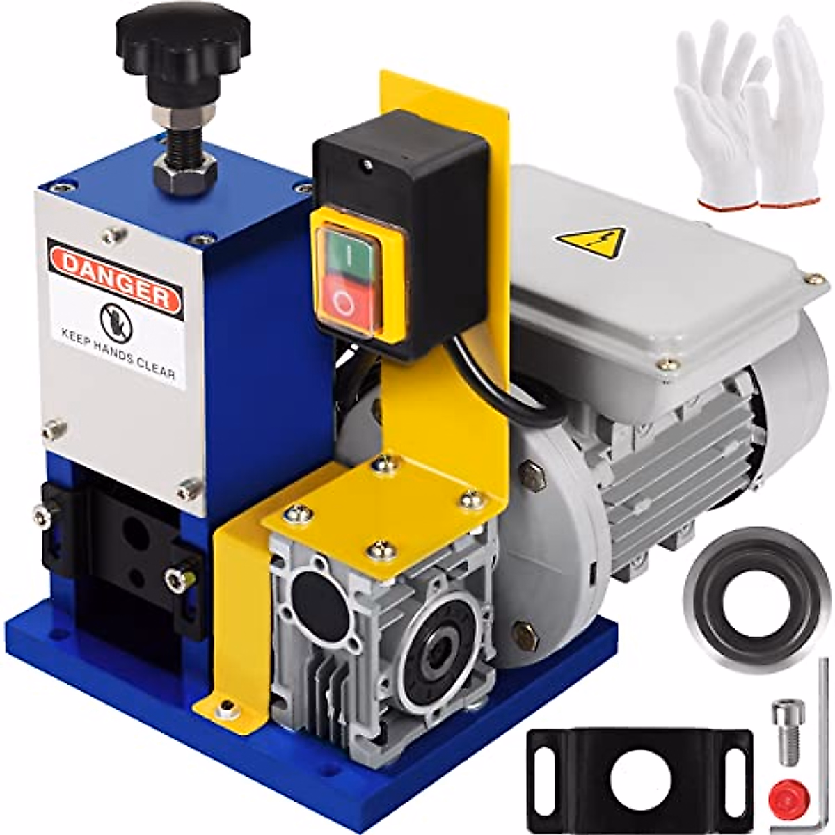 Happybuy Automatic Electric Wire Stripping Machine 0.05"-0.98", Cable Wire Stripper Machine, Portable Wire Stripper Machine for Scrap Copper Recycling, Including A Extra Blade(Dark Blue)