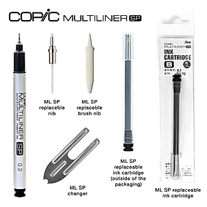 Copic Sketch Alcohol Marker 5 Colors + Multiliner SP Set, Sketching Grays