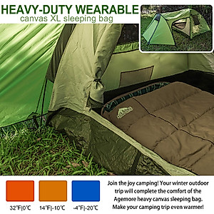 0 Degree Canvas Sleeping Bag for Fishing, Hunting, Traveling and Camping Particularly in Cold Winter Outdoor with Removable Flannel Liner and Free Compression Sack for Big and Tall Adults