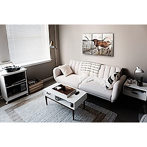 Longhorn Wall Decor - Western Decor Wall Art - Farmhouse Artwork - Cow Canvas Wall Art - 3 Piece Set 24x36 - Texas Theme Picture for Home or Office