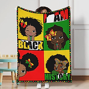 HawSkgFub Baby Toddler Girl I Am Black History African American Juneteenth Blanket Nursery Inspirational Afro Melanin Flannel Fleece Swaddling Blankets Soft Lightweight Newborn Kids Crib Bedding 30x40