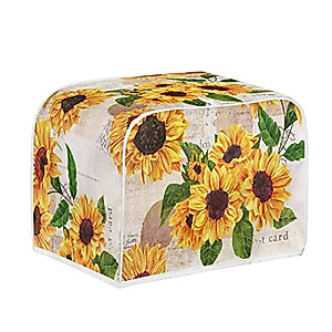 Annejudy Vintage Sunflower Toaster Cover, 4 Slice Small Appliance Bread Maker Cover for Kitchen, Dustproof Toaster Oven Cover