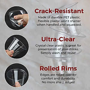 NYHI 100-Pack 9 oz Plastic Clear Cups | Value Pack Of Disposable Party Cup Tumblers | Use These Clear Cocktail Cups for Drinks , Wine, Punch, Champagne & More | Essential Party Supplies