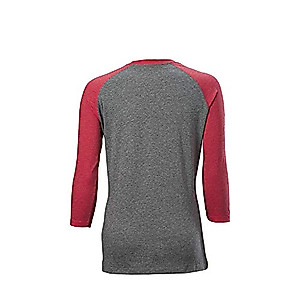 EvoShield Women's Standard Poly/Cotton Mid Sleeve Shirt, Charcoal/Scarlet Heather, Large