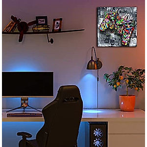 JKWALL77 Graffiti Canvas Wall-Art for Bedroom - Gaming Wall Art for Teen Boys - Abstract Painting Pop Art Modern Home Wall Decor Ready to Hang Size 14" x 14"