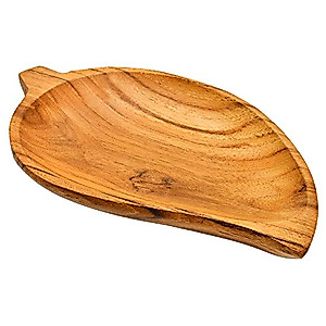 AeraVida Vintage Nature Leaf-Shaped Teak Wood Serving Platter or Bowl | Wooden Platters for Serving Food | Teak Wood Leaf Platter | Leaf-Shaped Wooden Platter