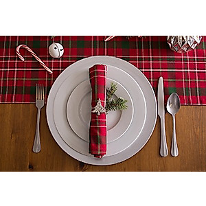DII Holiday Dining Table Linen Collection Tartan Holly Plaid, Christmas Table Runner, 14x72, Red & Green