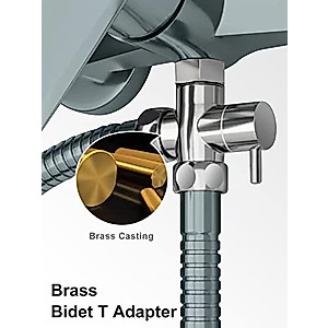 Bidet T Valve,T Valve Adapter for Bidet with Shut-off Value,Bidet Adapter for Toilet 7/8" x 7/8" x 1/2", T Adapter for Hand Held,Chrome Finish