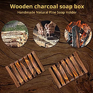 KUFUNG Soap Tray, 2 Pcs Wooden Soap Dish, Soap Case Holder for Bathroom Shower Waterfall Drainer Kitchen, Keep Soap Dry & Easy to Clean