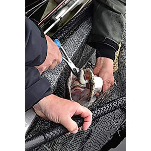 Cuda 9-Inch Pistol Grip Needle Nose Fishing Pliers with Integrated Crimper and Titanium, Fluorocarbon and Mono Cutters, Blue, (18096)