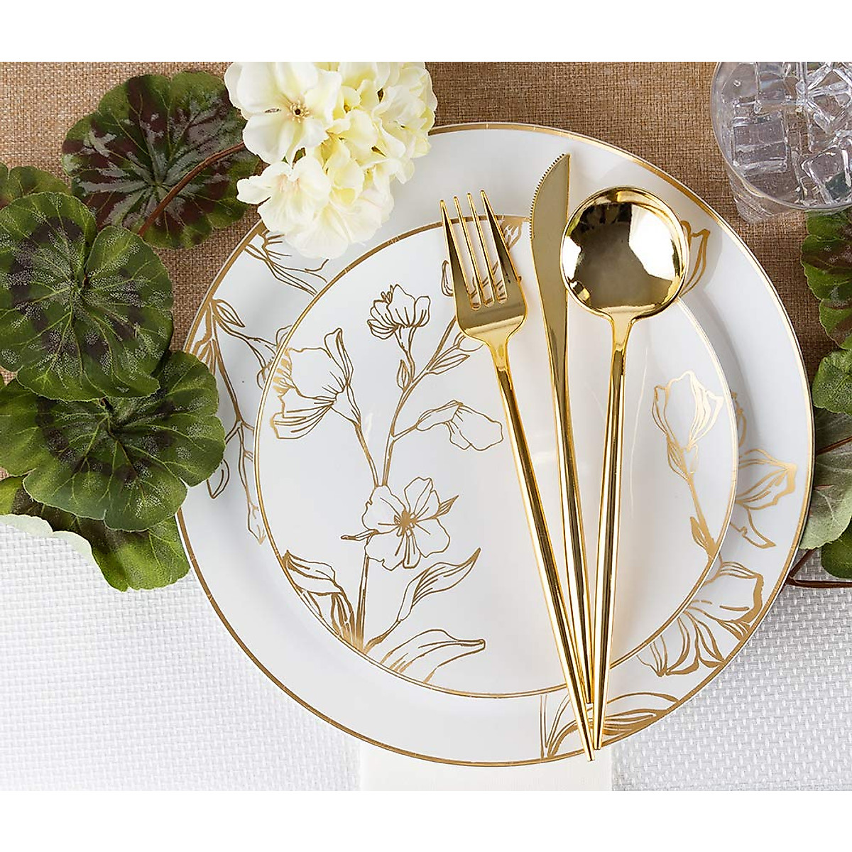 Novelty Flatware Gold Teaspoons - 32 Pieces - Modern & Stylish Plastic Flatware for Chic Table Settings, Perfect for Parties, Catering & Events