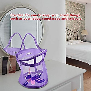 Knitting Bag for Yarn Storage, Oxford Cloth Woven Crocheting Organizer Holder Hollow Mesh Cylinder Crochet Wool Small Accessories Container Tool (Purple)