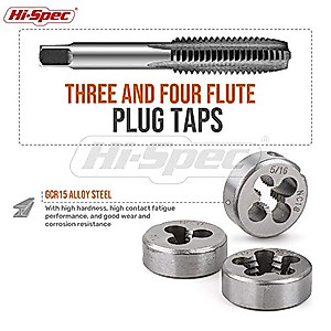 Hi-Spec 39 Piece SAE & Metric Tap & Die Set. Complete M3 to M12 / #4 to 1/2in Fine & Coarse Tools to Cut, Chase and Thread with Screw Pitch Gauge in a Tray Case