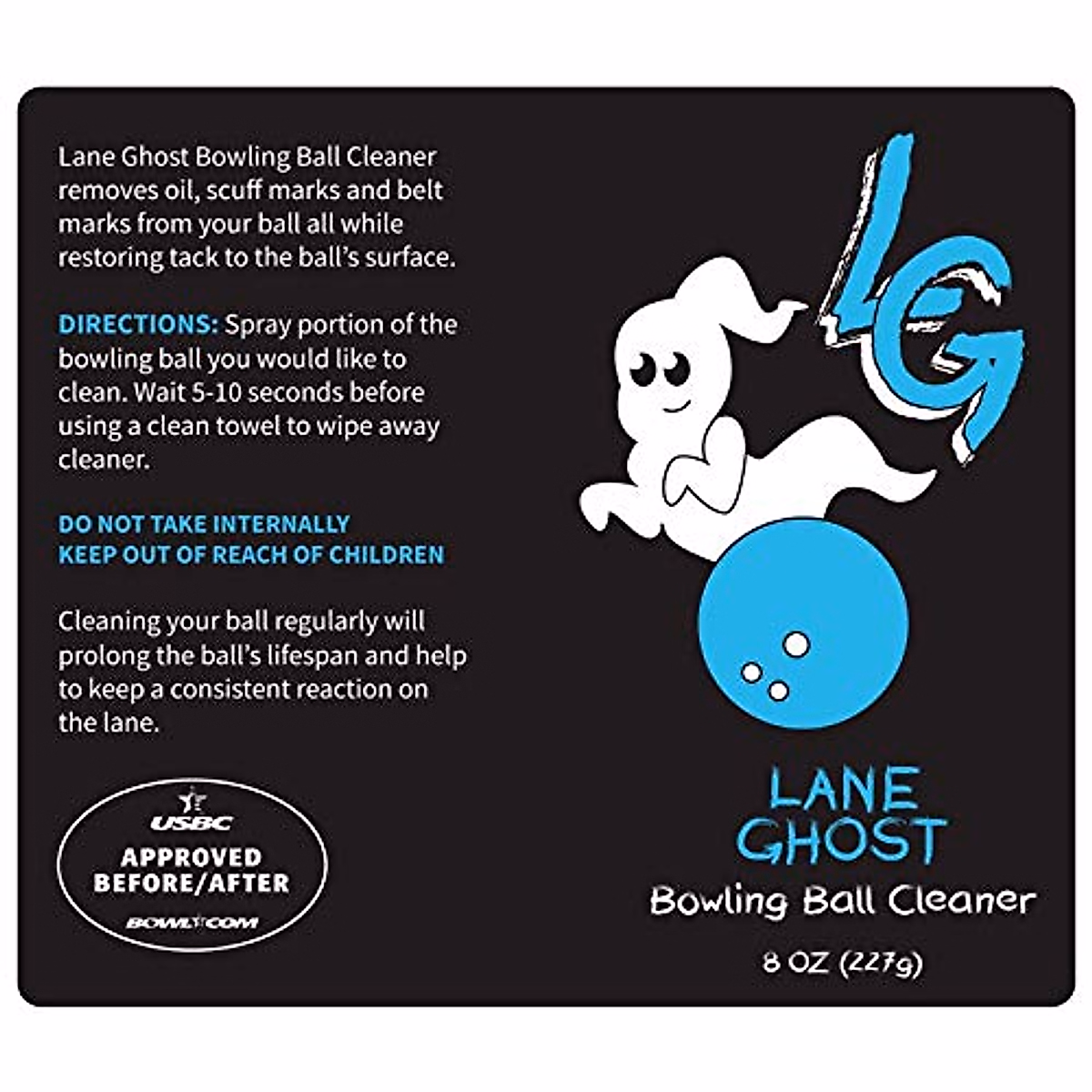 Lane Ghost Bowling Ball Cleaner Spray - USBC Approved - Oil, Scuff, and Belt Mark Cleaner - Restores Tack and Prolongs Lifespan of Ball