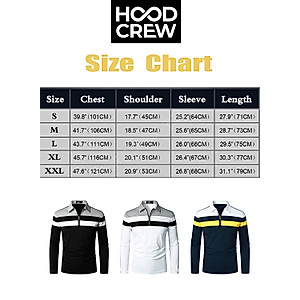 HOOD CREW Men’s Long Sleeve Polo Shirt Casual Slim Fit Shirts Contrast Color Patchwork T Shirts Cotton Tops Orange XXL