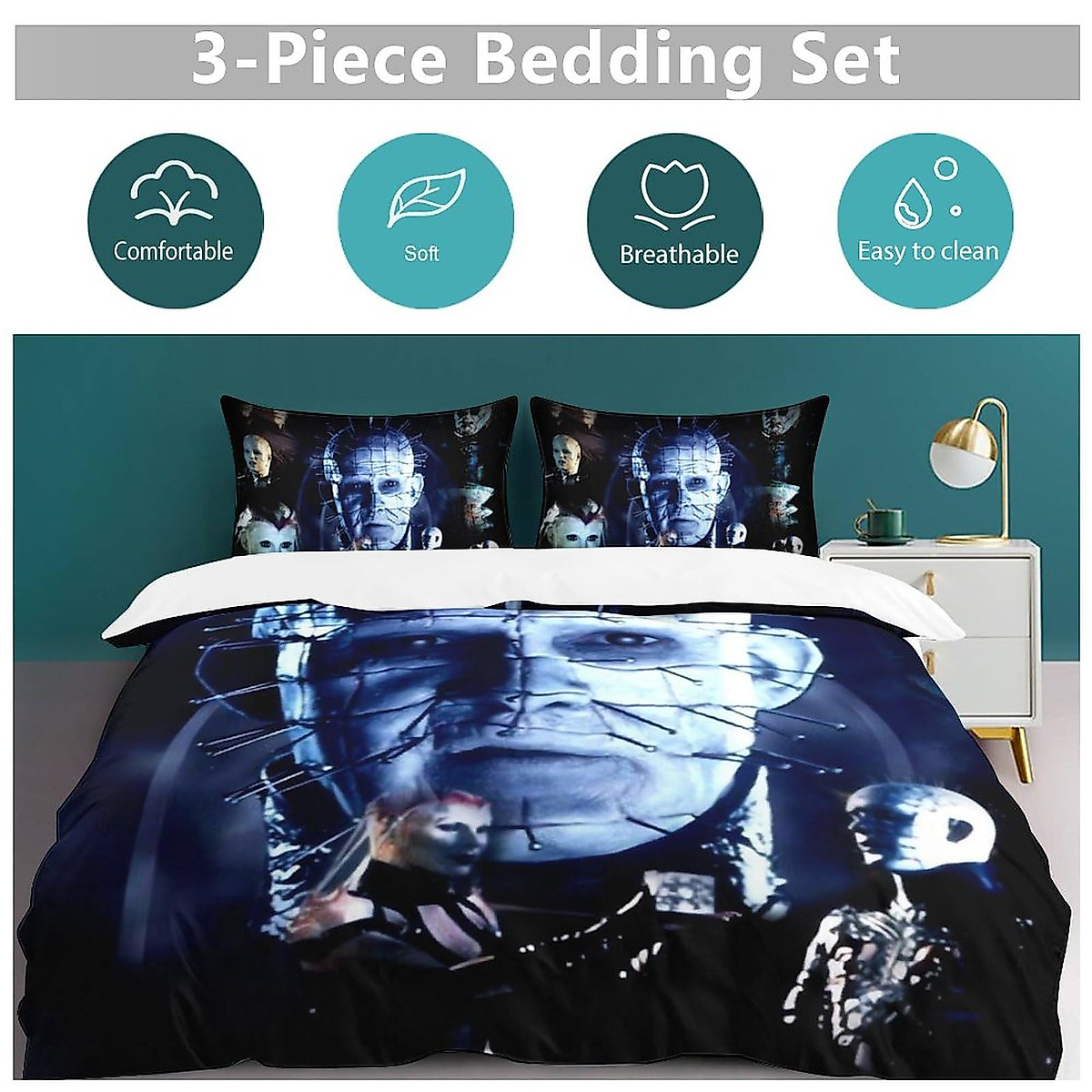 gscm Hellr_aiser 3 Pieces Bedding Sets 86"x70" 1 Duvet Cover and 2 Pillow Shams Funny Bedroom Accessories