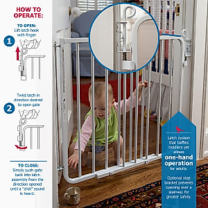 Cardinal Gates MG15 Auto-Lock Baby Gate - Adjustable Indoor Dog Gate - Aluminum Safety Gate for Kids & Pets - 26.5 to 40.5 Inches Wide - White
