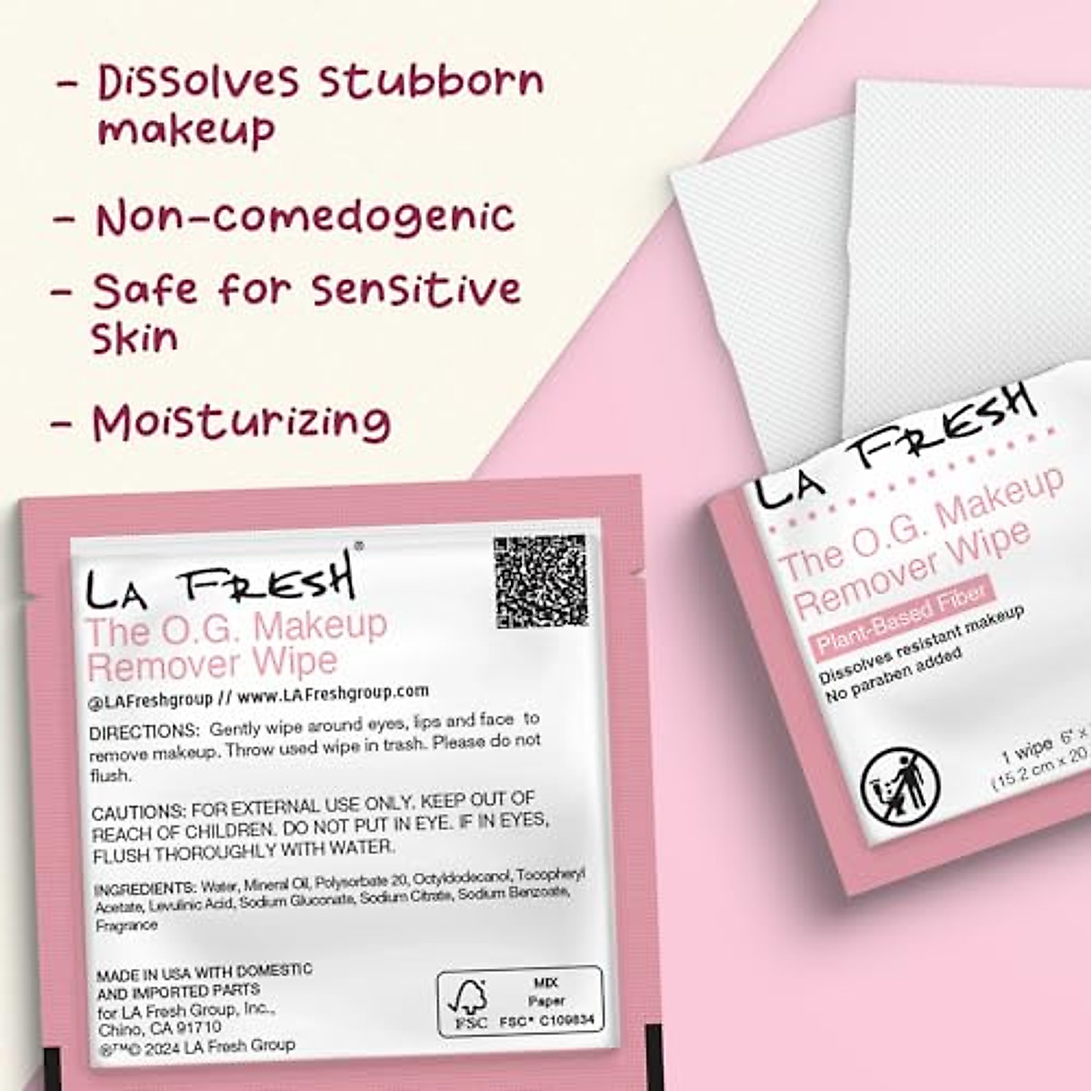 La Fresh Makeup Removal Facial Cleansing Wipes, Waterproof, 50 Count - Skin Care Travel Essentials