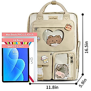 Backpack for Girls,Kawaii Backpack,Pin Display Backpack with Cute Pins,Kids School Bag,Heart Ita Backpack,Cute Aesthetic Bookbag for Teen Girls,Japanese Backpack for Elementary Middle School Girls