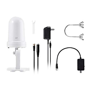 Monoprice Indoor/Outdoor Omni-Directional 360 Degree HDTV Long Range Antenna with in-Line Active Amplifier, Weather Resistant, Fit for Home/RV/Attic/Marine Use, 139301