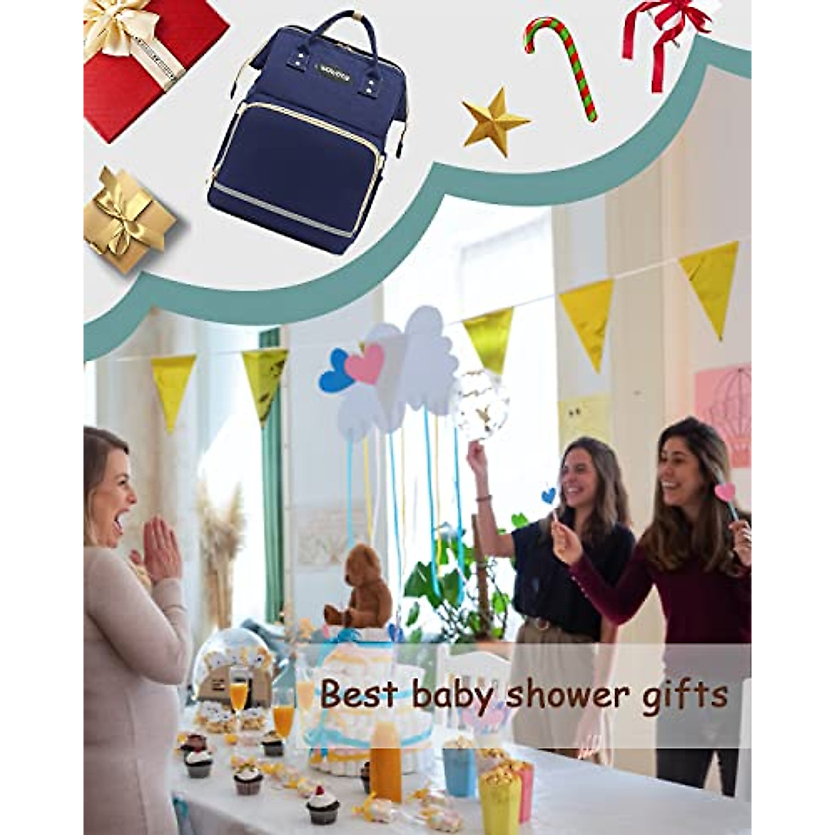 Baby Diaper Bag Backpack with Changing Station - Waterproof, Large 30L Capacity for Boy, Girl, Mom, Dad - Travel Baby Bag with Stroller Straps, Insulated Pockets - 16.5x9.4x14" - Baby Shower Gifts