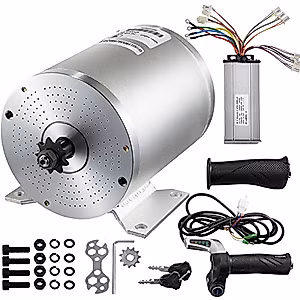 BestEquip Electric DC Motor, 2KW 48V Brushless Motor Kit 4300rpm High Speed Electric Scooter Motor for Go Kart Bike Motorcycle with Speed Controller, Throttle, Keylock