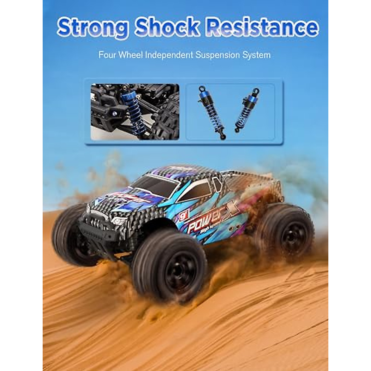 1:18 Scale All Terrain RC Cars, 4WD 40KM/H High Speed Remote Control Car w/2 Batteries for 40 Min Play, 2.4Ghz Off Road Monster Truck, 2.4GHz Electric Vehicle Toys Gifts RC Cars for Adults and Kids
