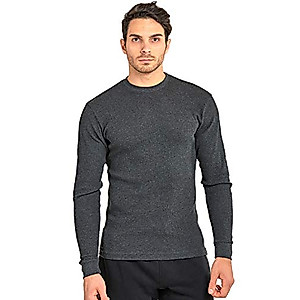 Men's Classic Waffle-Knit Medium Weight Thermal Top (S, Charcoal)
