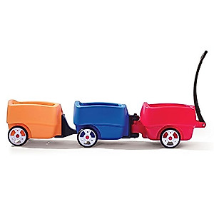 Step2 Choo Choo Wagon and Trailer - Red, White & Blue - Children's Wagon - Perfect for Siblings, Triplets, Friends - Festive Wagon for Parades and Summer Fun