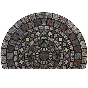 Mohawk Home Entryway Door Mat 2' x 3' All Weather Doormat Outdoor Non Slip Recycled Rubber, Mosaic Mythos Stone Slice