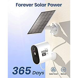 AOSU Solar Security Cameras Wireless Outdoor, 2K QHD Battery Powered Home Security System, 4 Cameras Kit with 166° Ultra-Wide View, Forever Power, Spotlight Camera, 32G Local Storage, No Monthly Fee