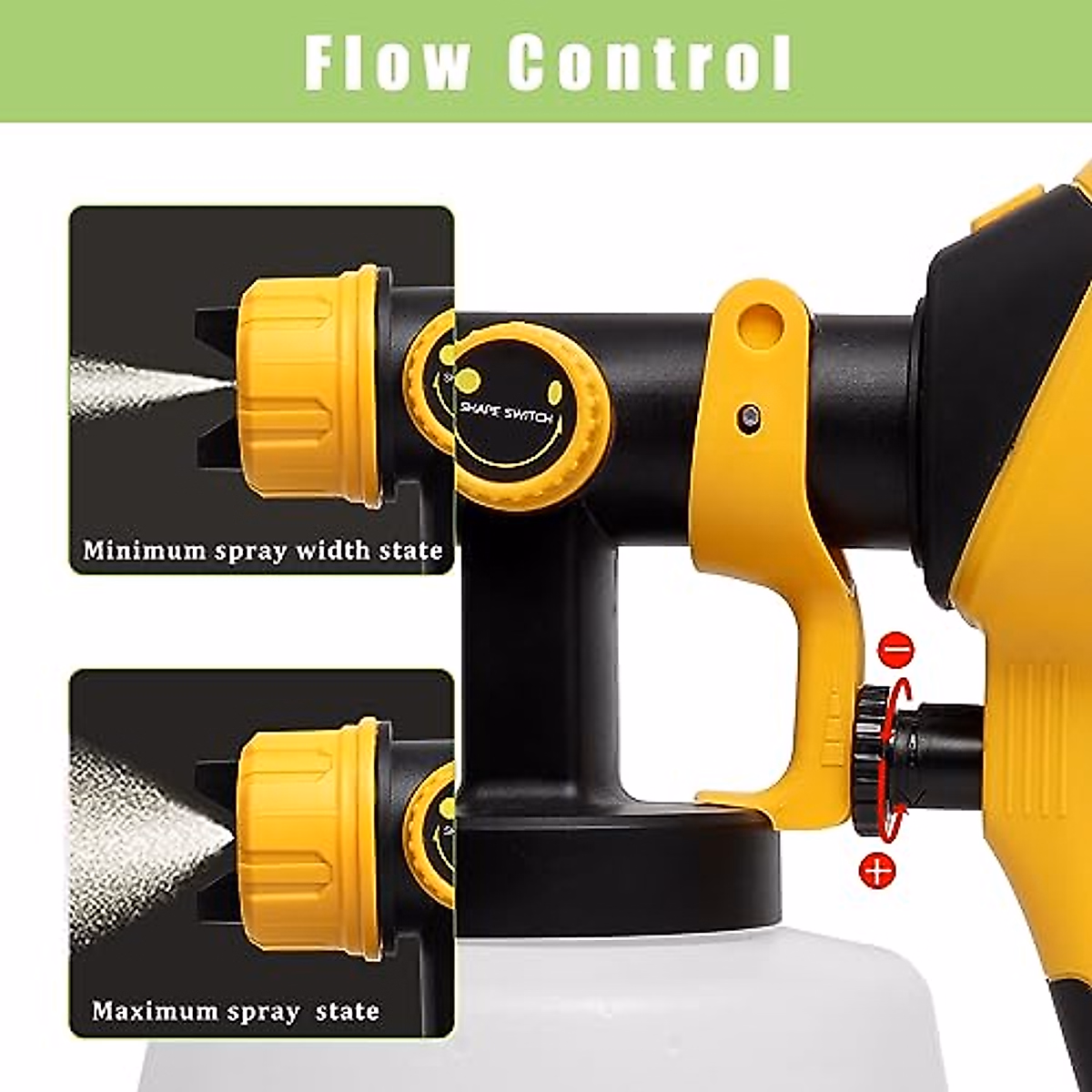 Paint Sprayer, 600W HVLP Paint Spray Gun, 2 Nozzles and 3 Patterns, with 1200ml Container, Paint Gun for House Painting, Fence, Furniture, Garden Chairs, Doors etc.